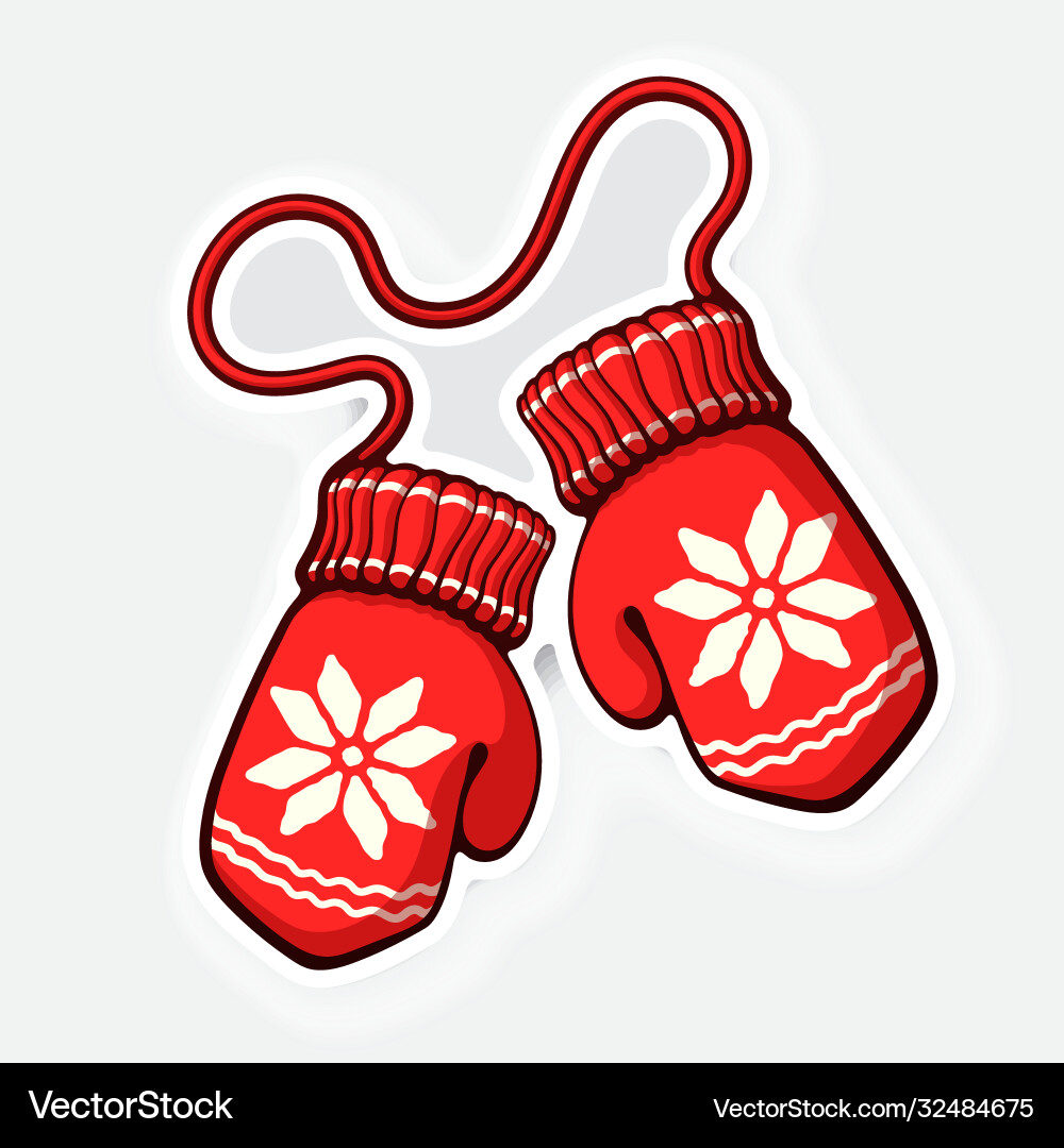 Two christmas mitten with snowflake pattern Vector Image
