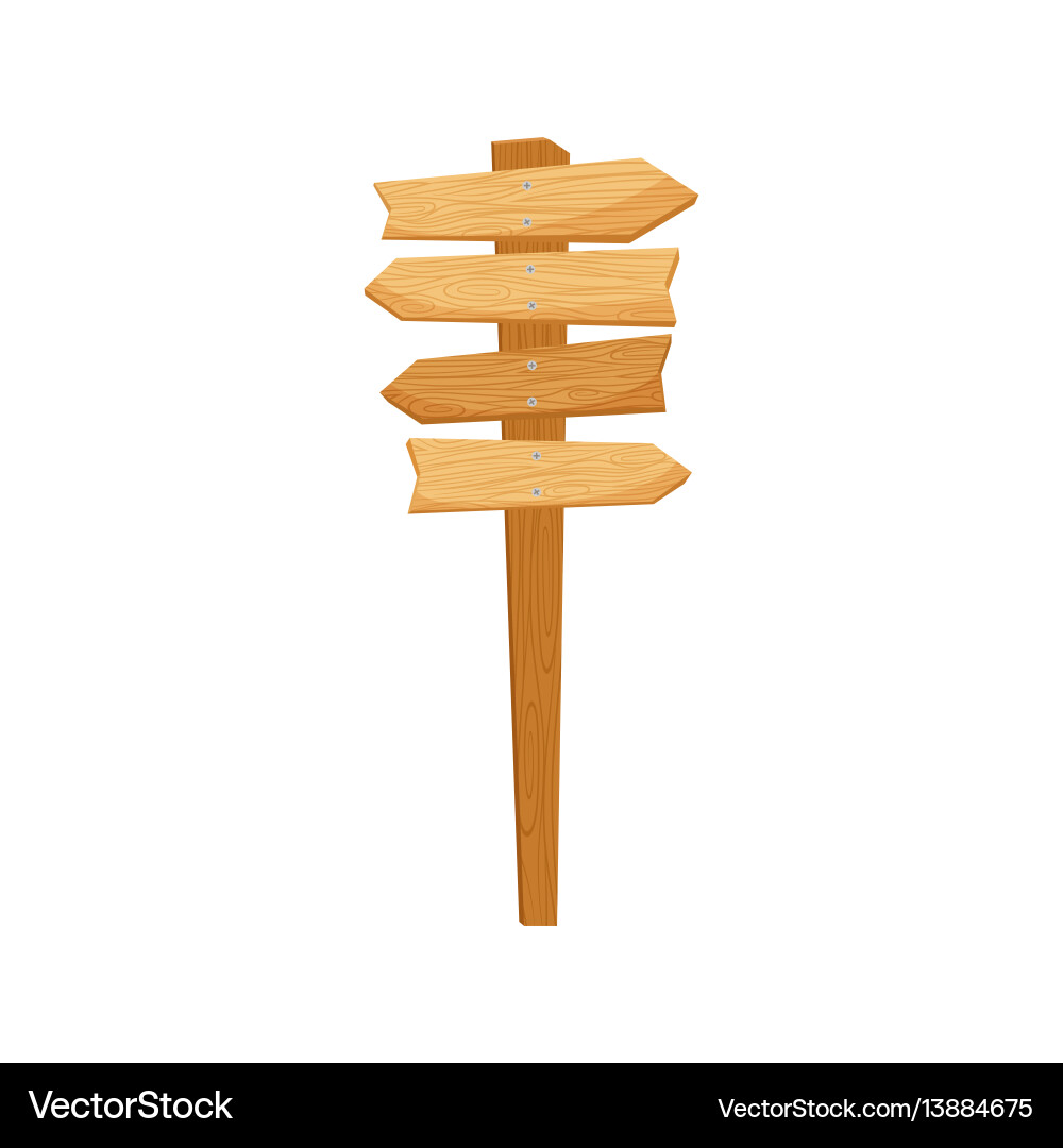 Way direction wooden sign Royalty Free Vector Image