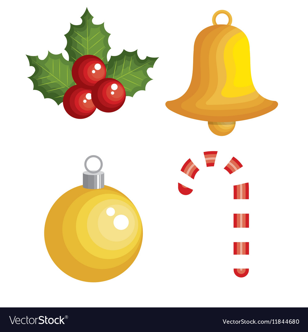 Christmas decoration set icons Royalty Free Vector Image