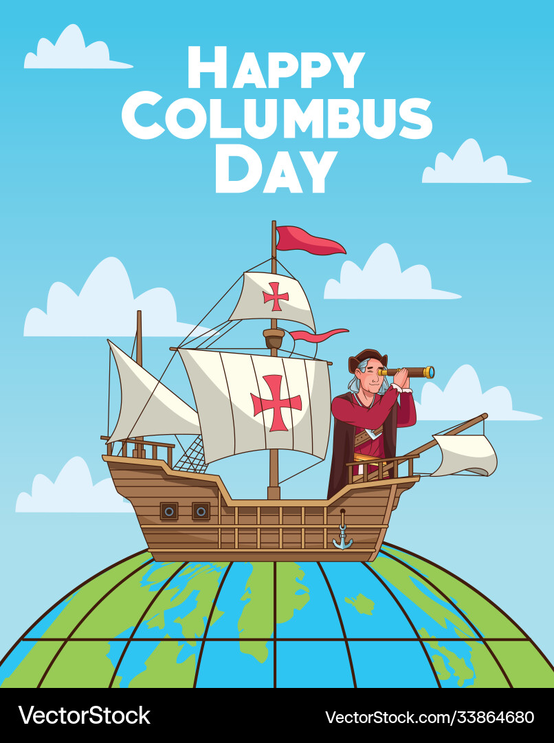 Columbus day celebration scene christopher Vector Image