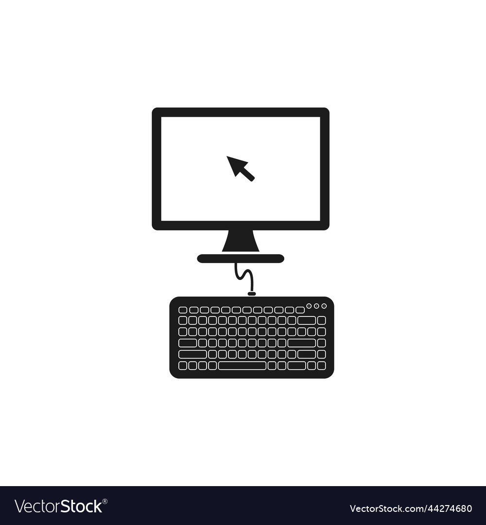 Computer and keyboard icon flat style eps Vector Image