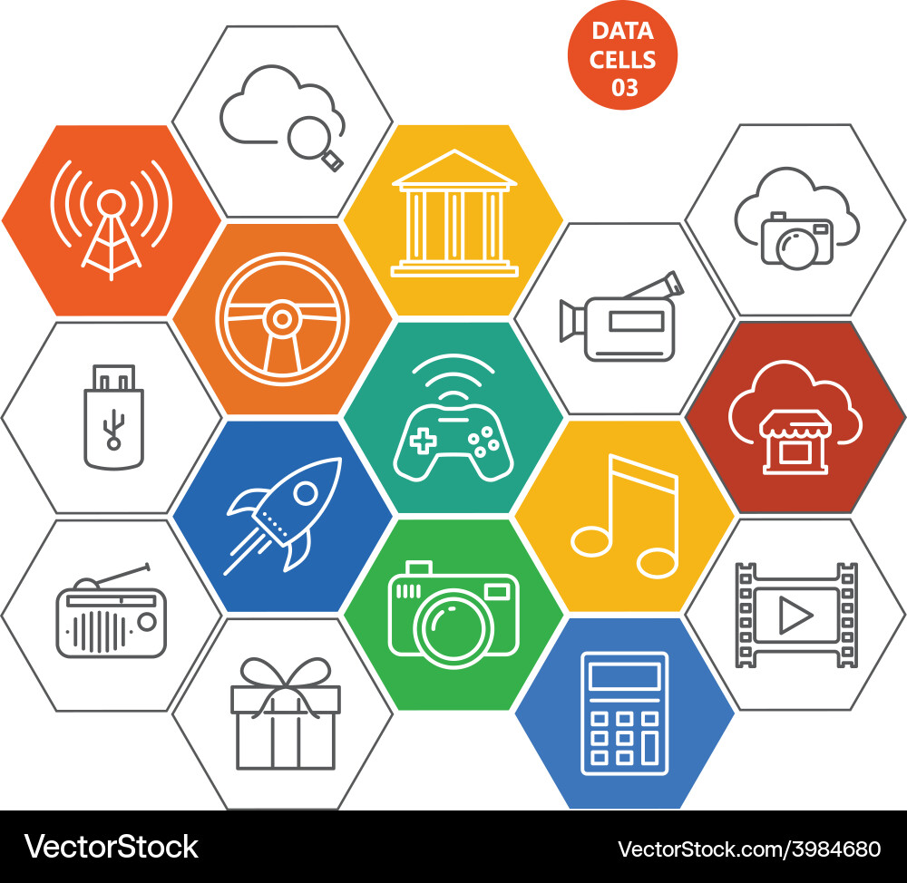 Data cells icons - gaming and media Royalty Free Vector
