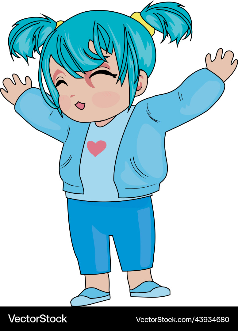 Happy anime girl Royalty Free Vector Image - VectorStock