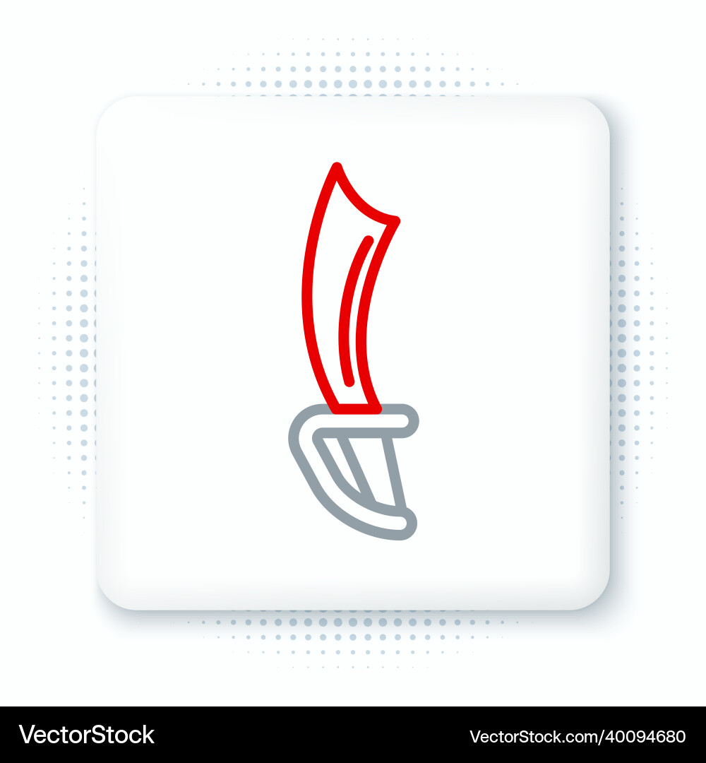 Line pirate sword icon isolated on white Vector Image
