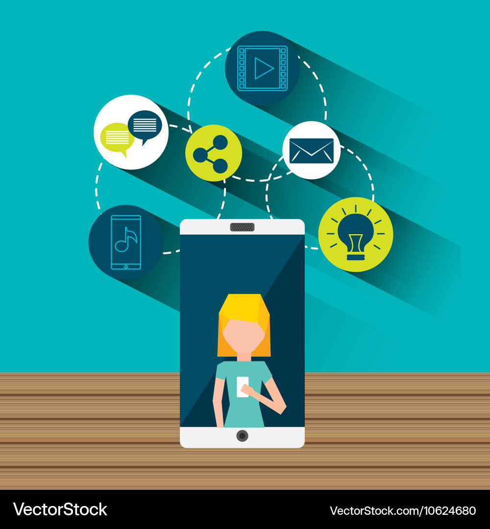 Mobile social media flat icons Royalty Free Vector Image