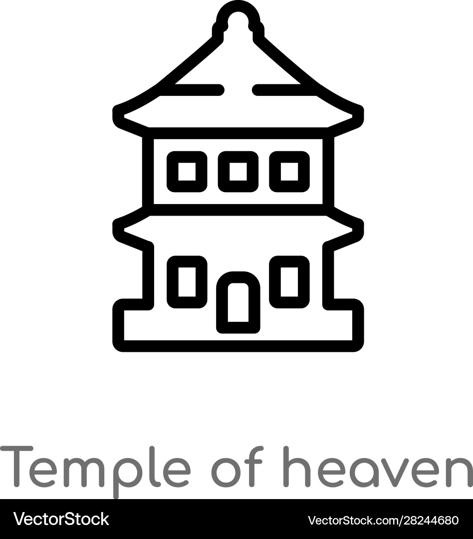 Outline temple heaven icon isolated black Vector Image