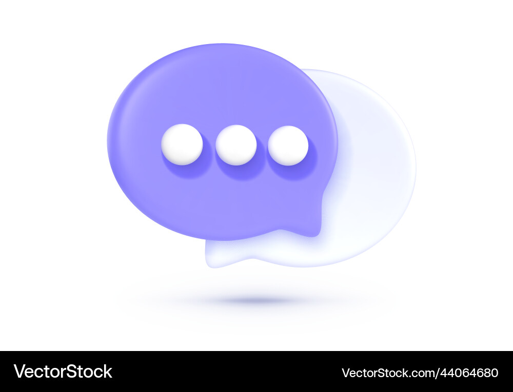 Purple live chat 3d on white background dialog Vector Image