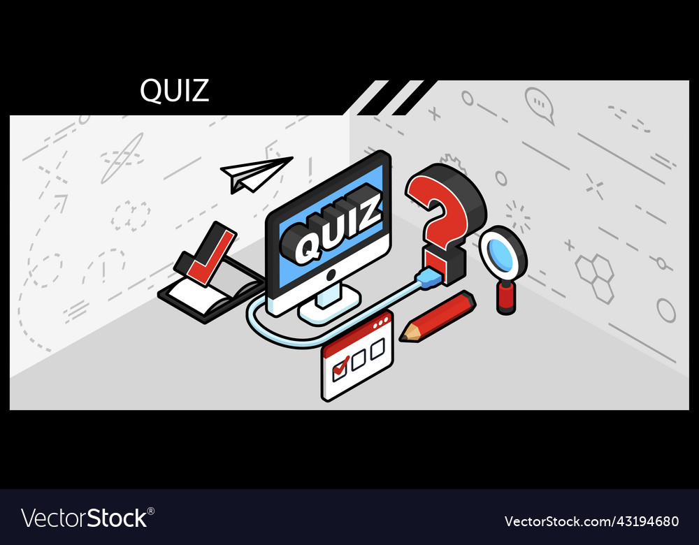 Quiz isometric design icon web 3d colorful Vector Image