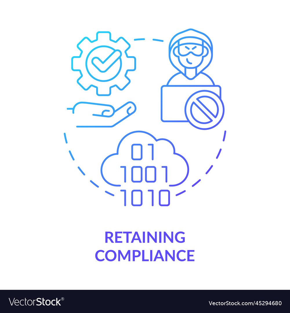 Retaining compliance blue gradient concept icon Vector Image