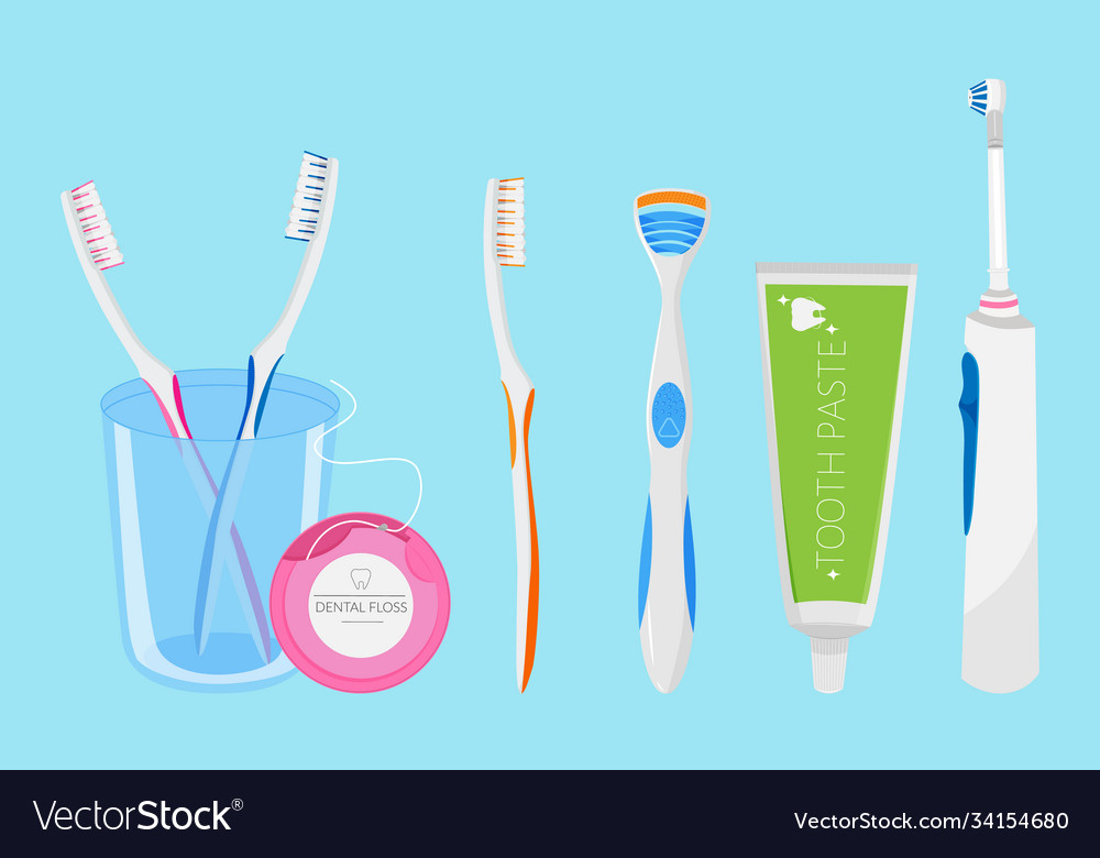 Set elements for dental care and healthy teeth Vector Image