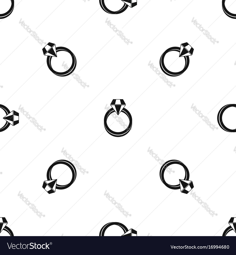 Single diamond ring pattern seamless black Vector Image