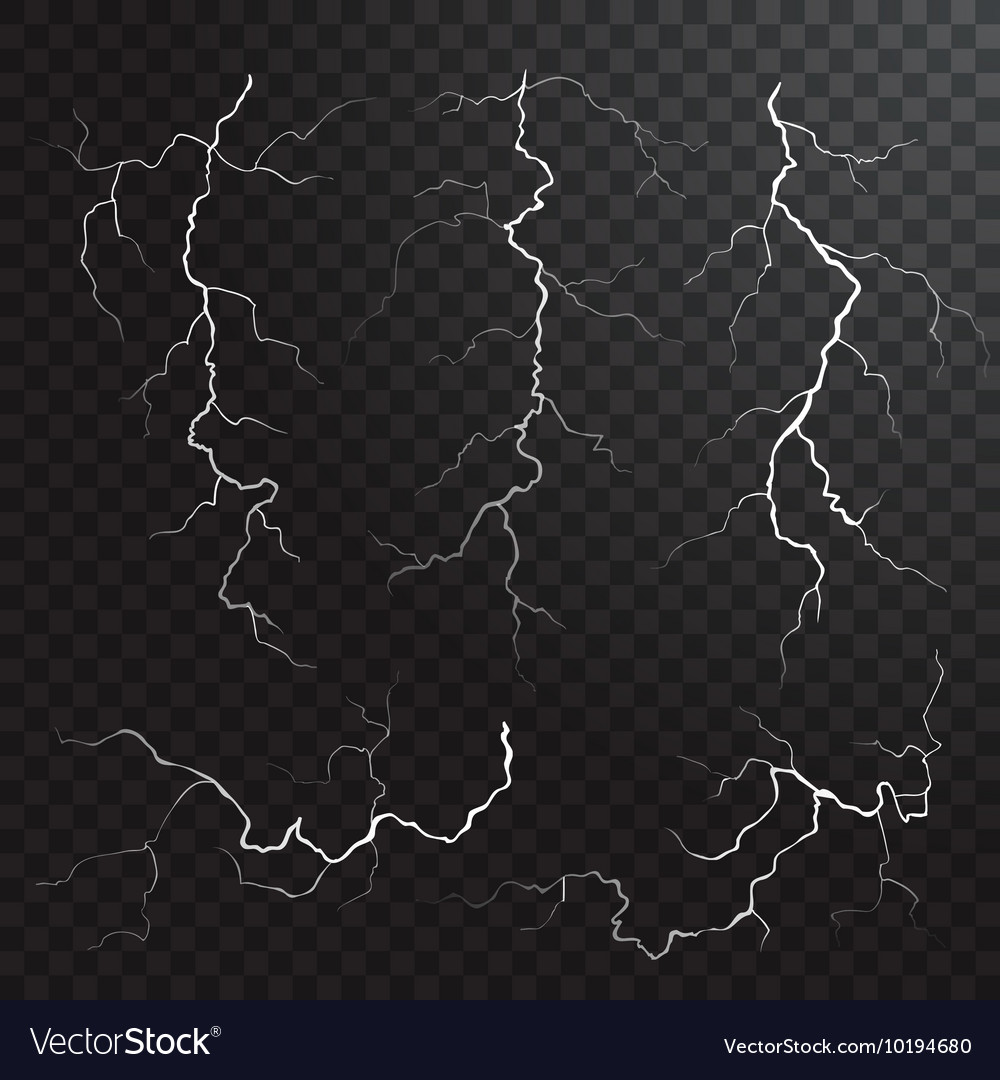 Thunderstorm realistic elements with colored Vector Image