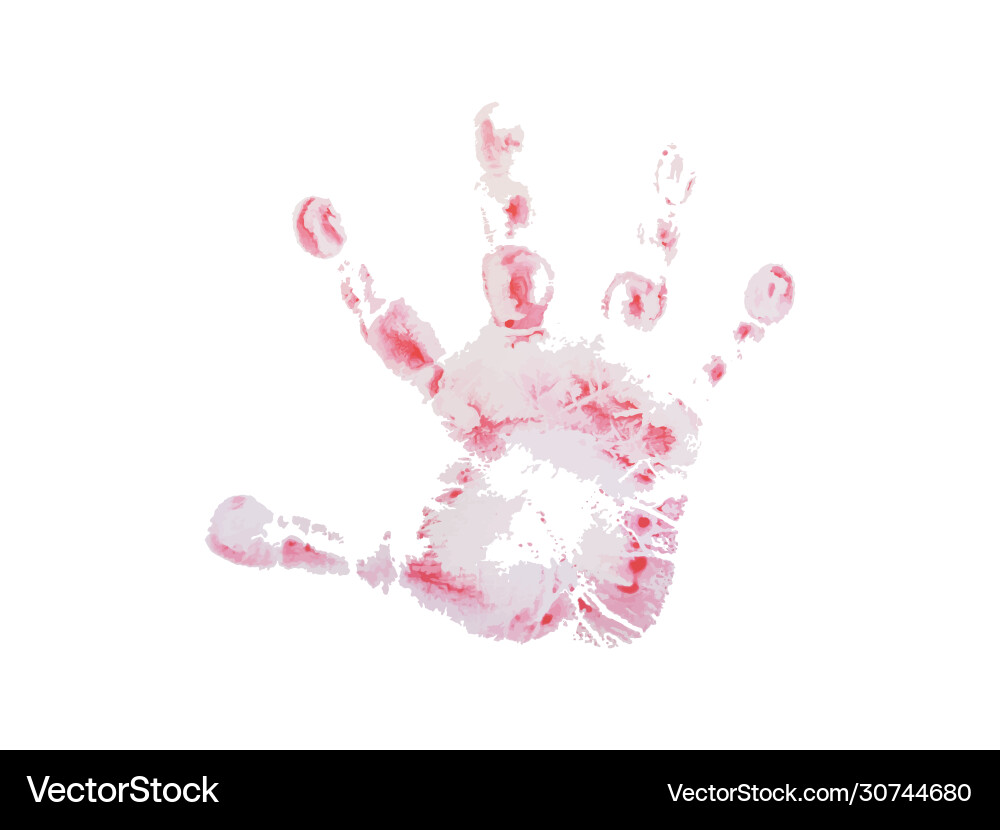 Trace human hand print child palm red Royalty Free Vector