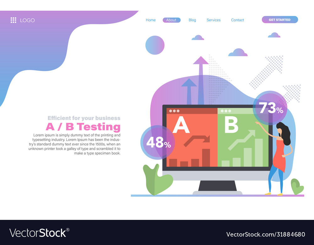 Web header template a b split testing Royalty Free Vector