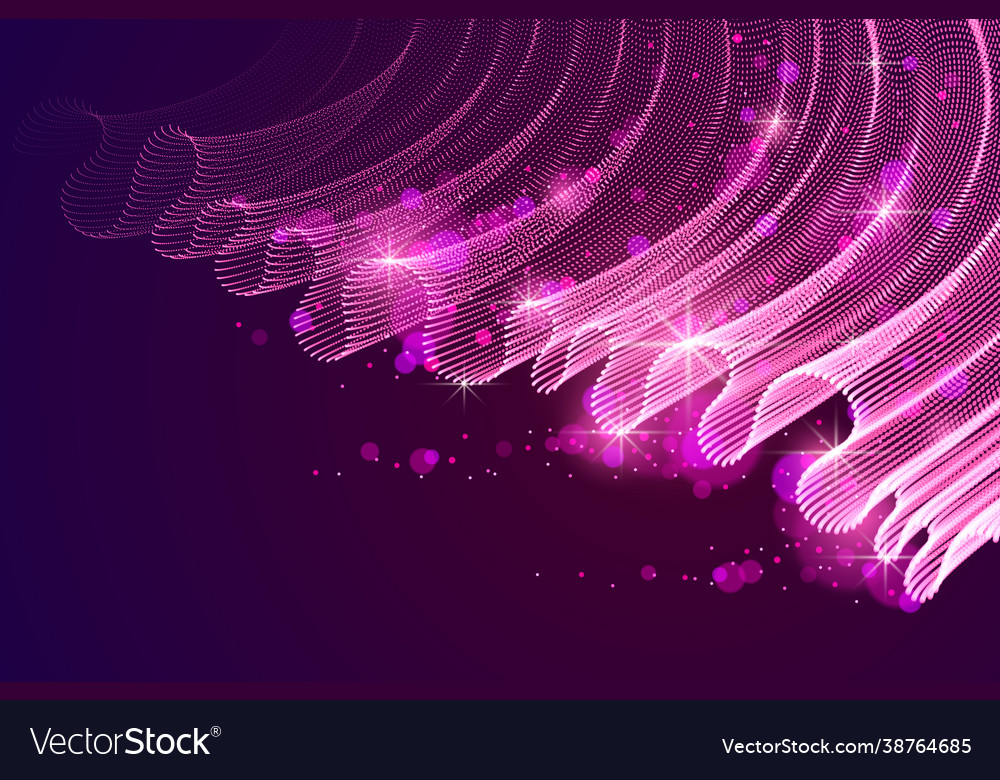 Array magic particles flowing over dark Royalty Free Vector