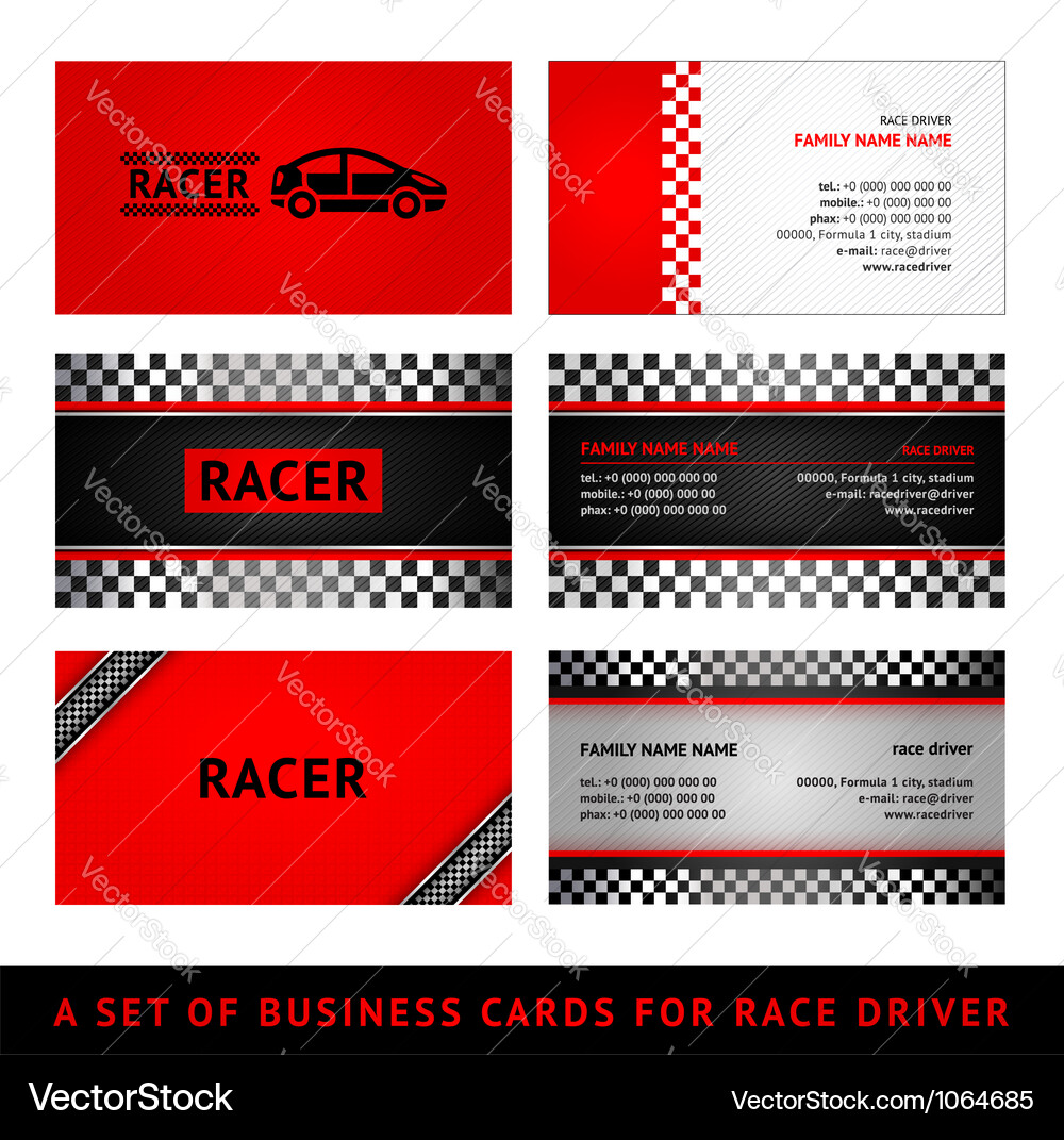 Business cards red race - first set Royalty Free Vector