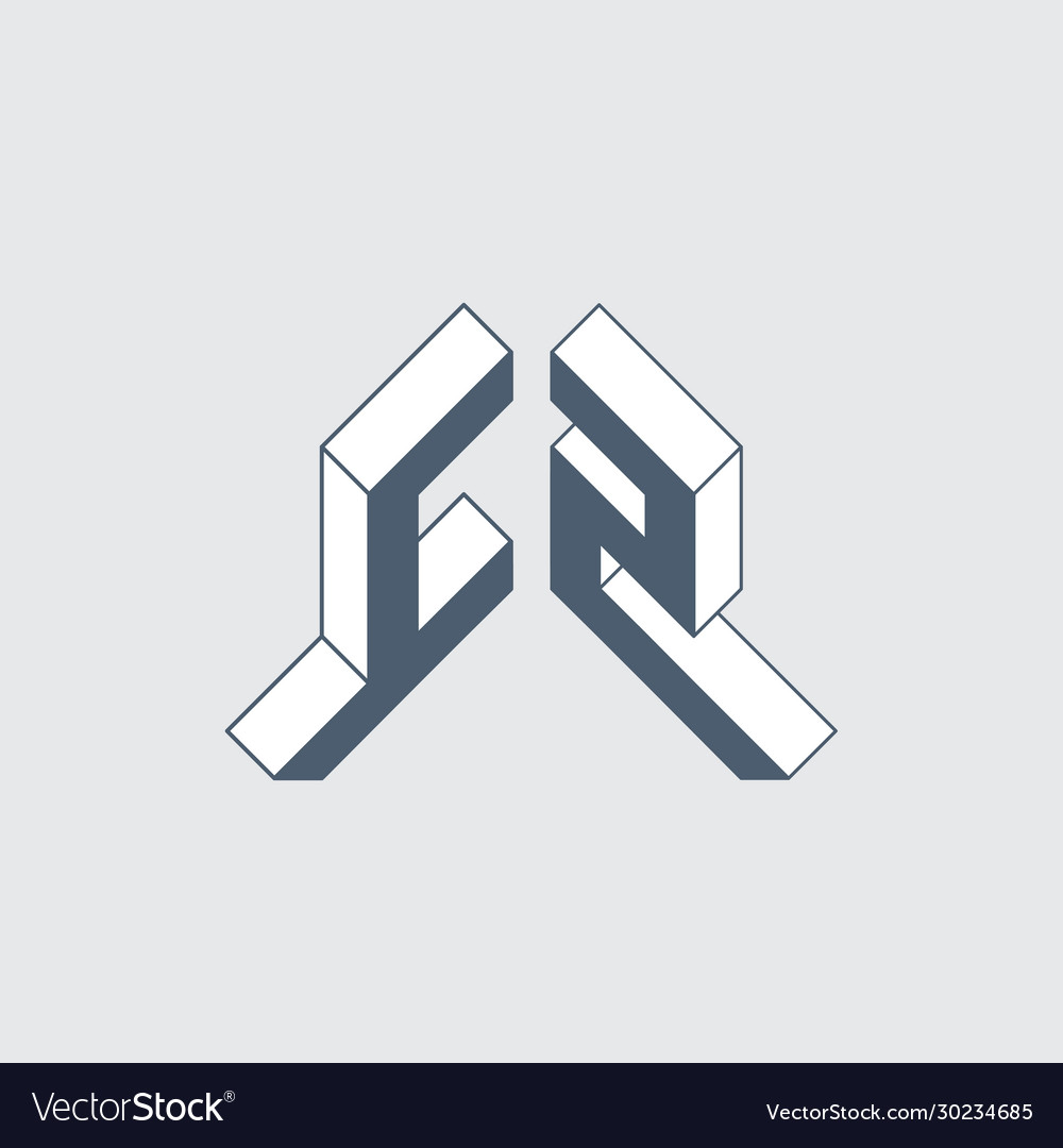 C2 - monogram or logotype isometric 3d font Vector Image