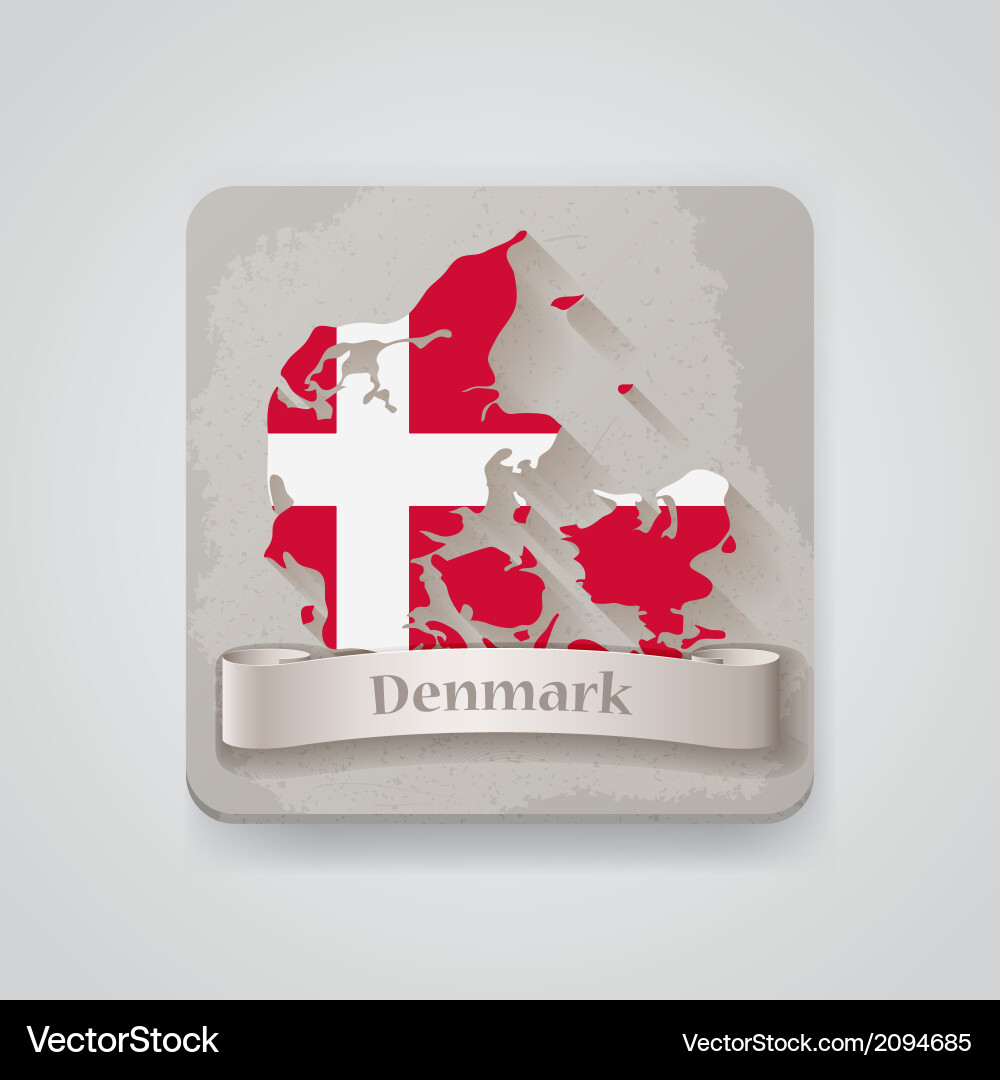 Icon of denmark map with flag Royalty Free Vector Image