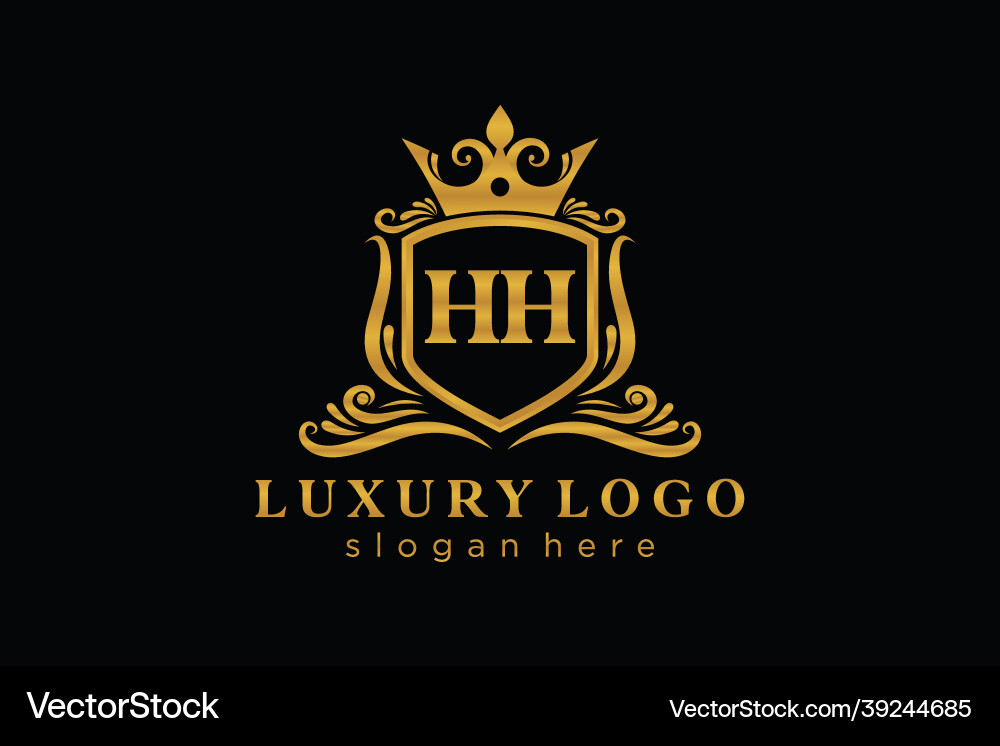 Initial hh letter royal luxury logo template Vector Image