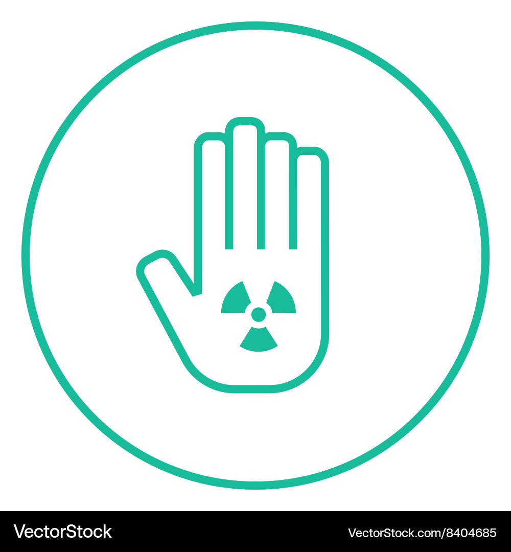 Ionizing radiation sign on a palm line icon Vector Image