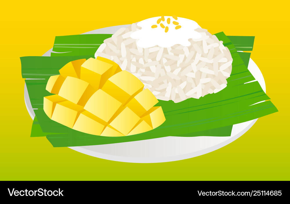 Mango sticky rice thai food Royalty Free Vector Image