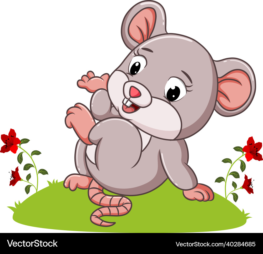 Mouse is sitting on the grass in garden Royalty Free Vector
