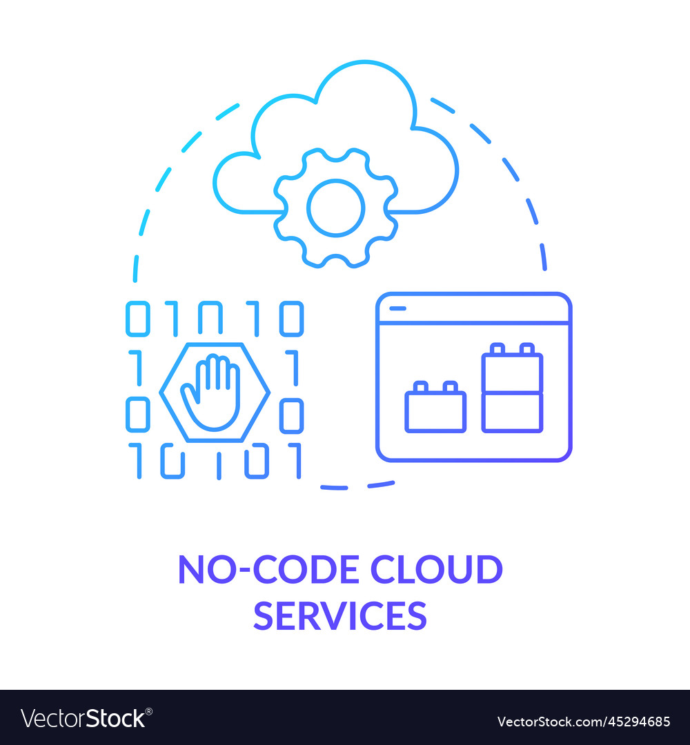No-code cloud services blue gradient concept icon Vector Image