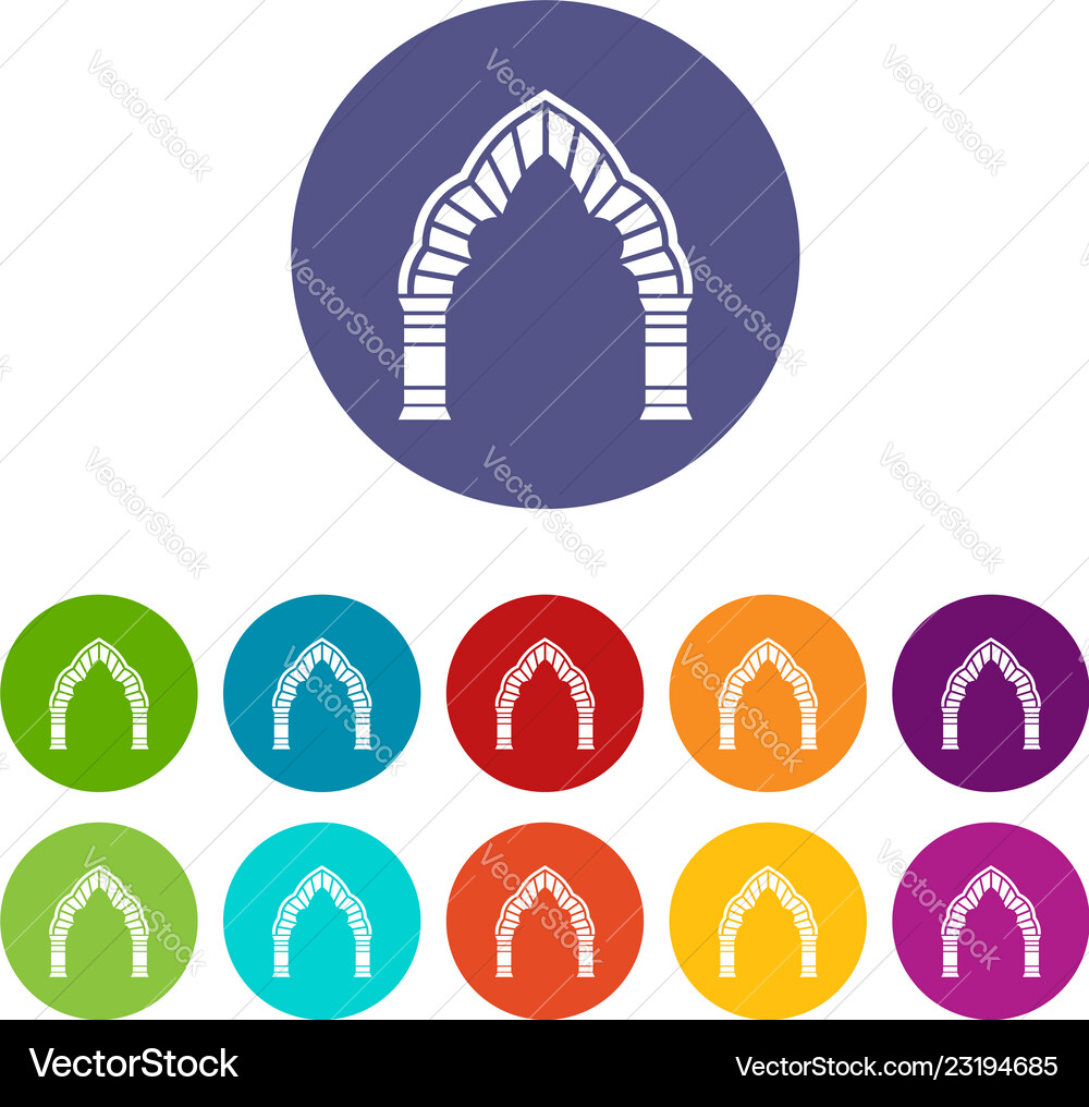 Round arch icons set color Royalty Free Vector Image