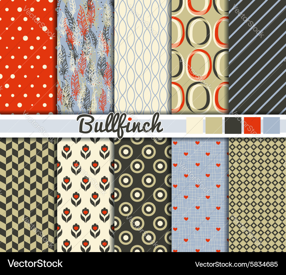 Set of 10 simple seamless patterns Royalty Free Vector Image