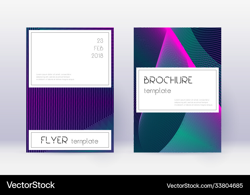 Stylish cover design template set neon abstract l Vector Image