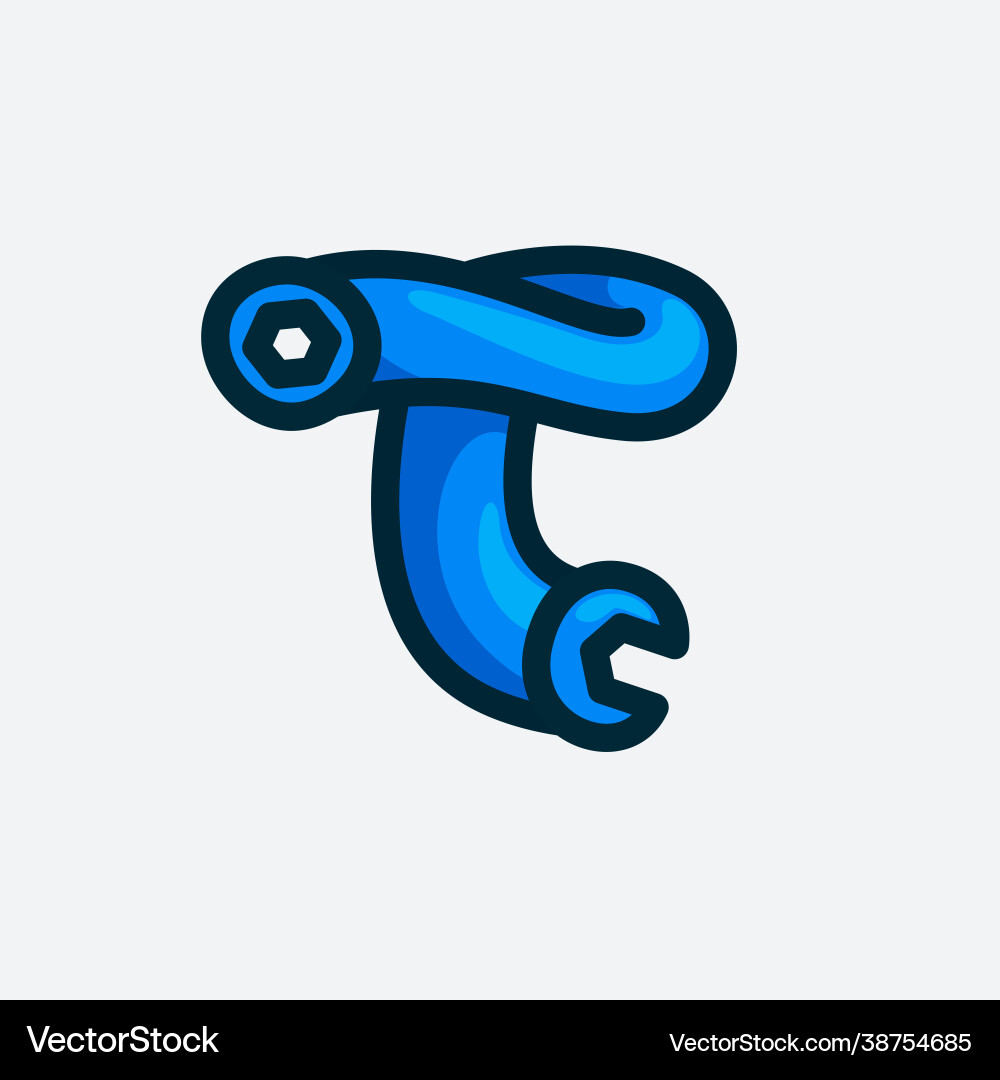 T letter logo made a wrench Royalty Free Vector Image