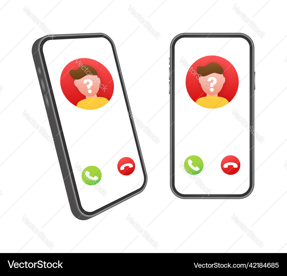 Unknown person call on smartphone screen incoming Vector Image