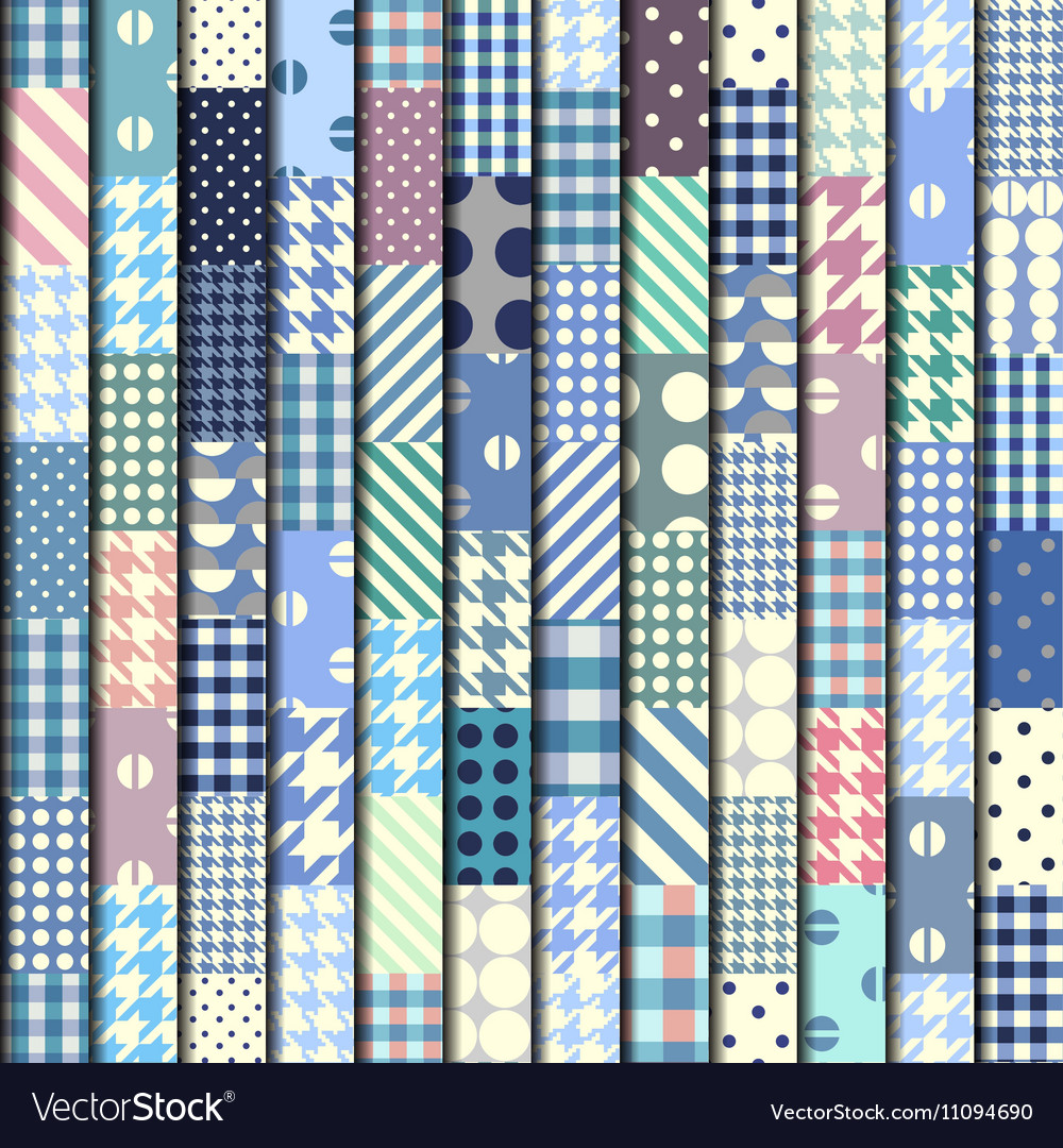 Blue patchwork pattern Royalty Free Vector Image