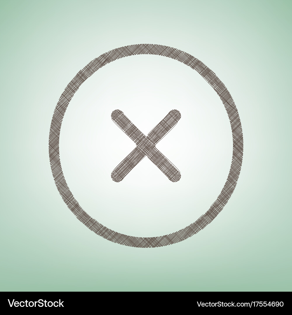 Cross sign brown flax icon Royalty Free Vector Image