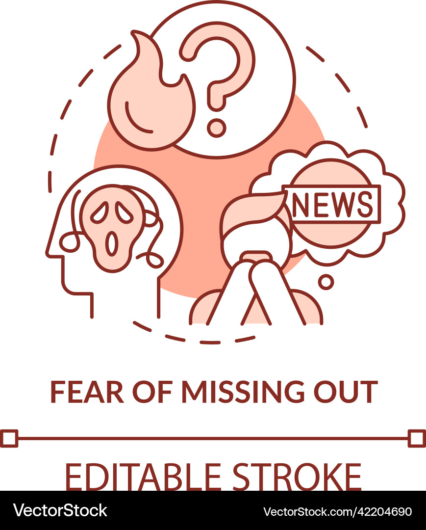 Fear of missing out terracotta concept icon Vector Image
