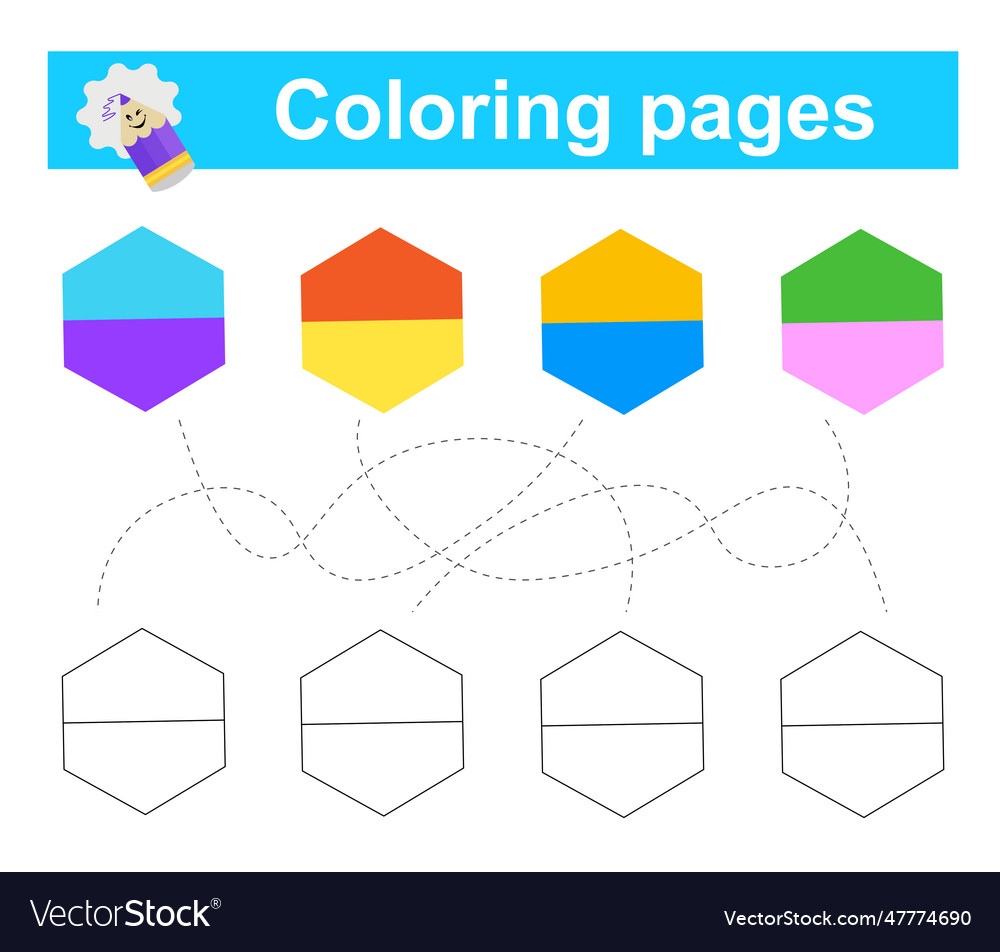 Go through the maze and color the hexagon Vector Image