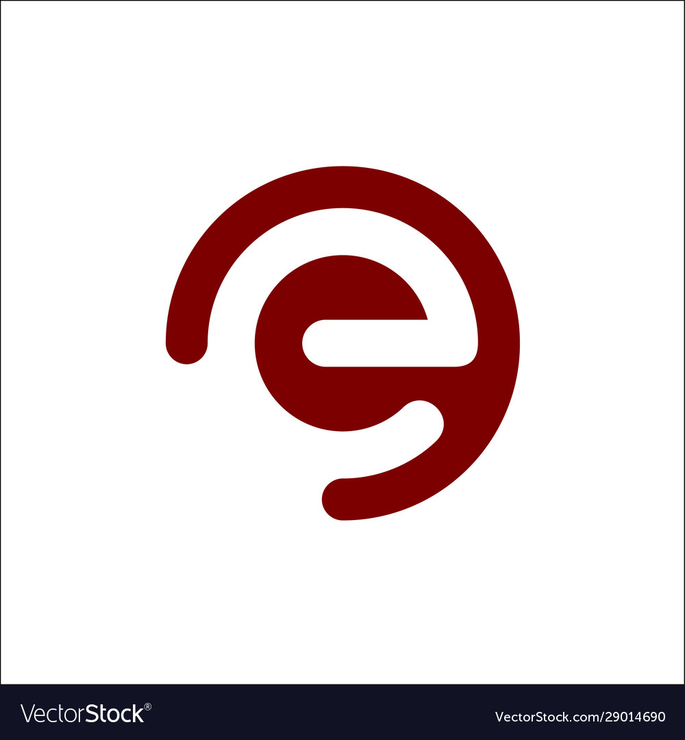 Initial logo e inside a rounded letter negative Vector Image