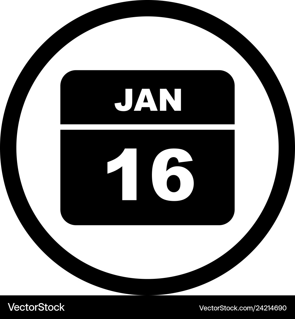 January 16th date on a single day calendar Vector Image