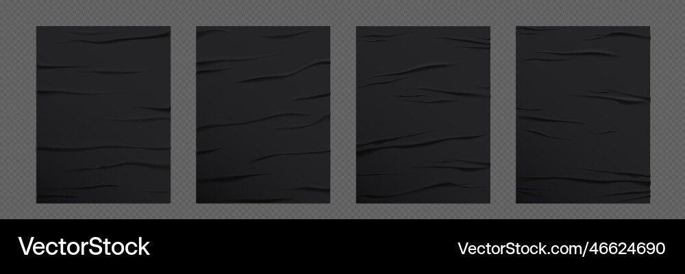 Realistic set of black glued wall posters Vector Image