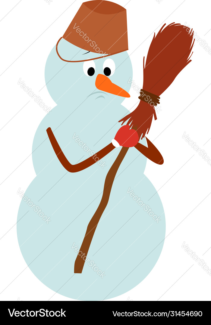Sad snowman on white background Royalty Free Vector Image