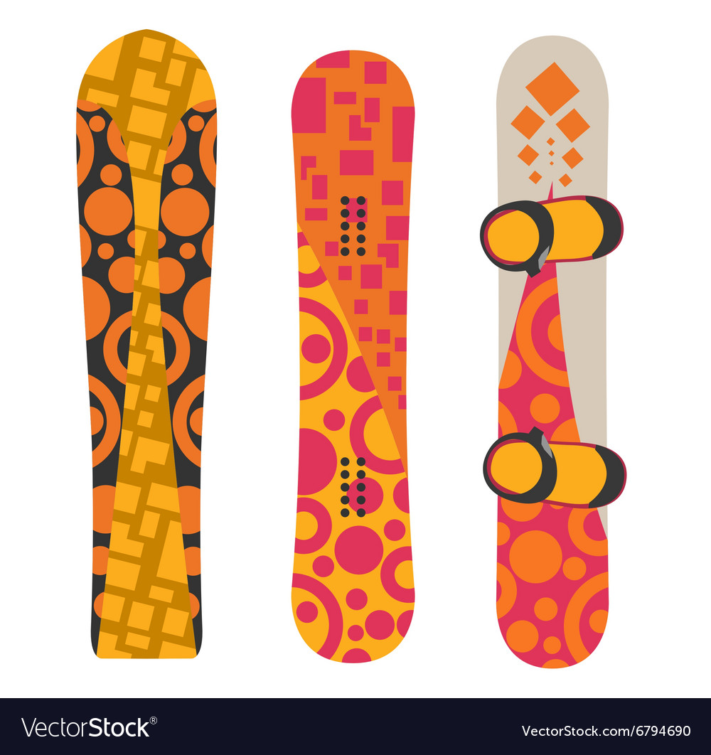 Snowboard sport boards elements Royalty Free Vector Image