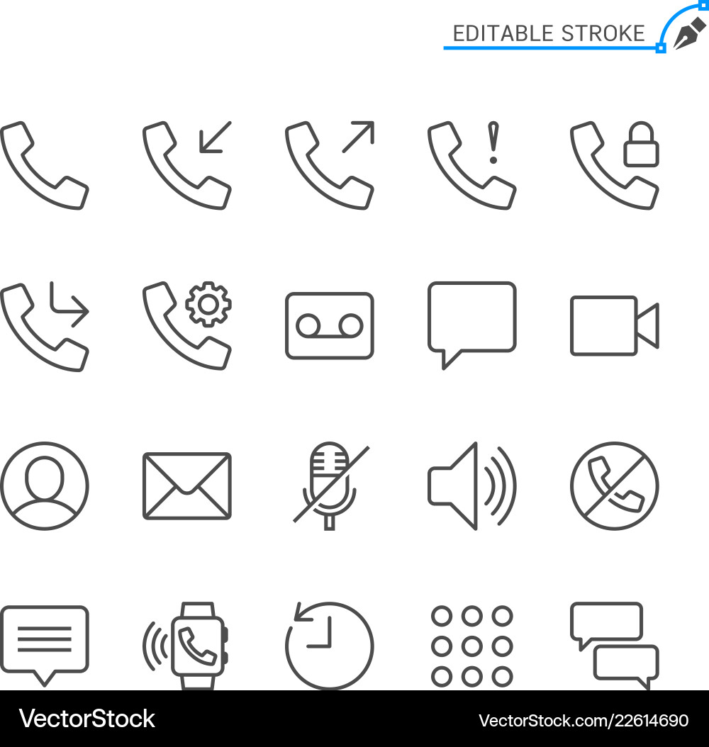 Telephone line icons editable stroke Royalty Free Vector