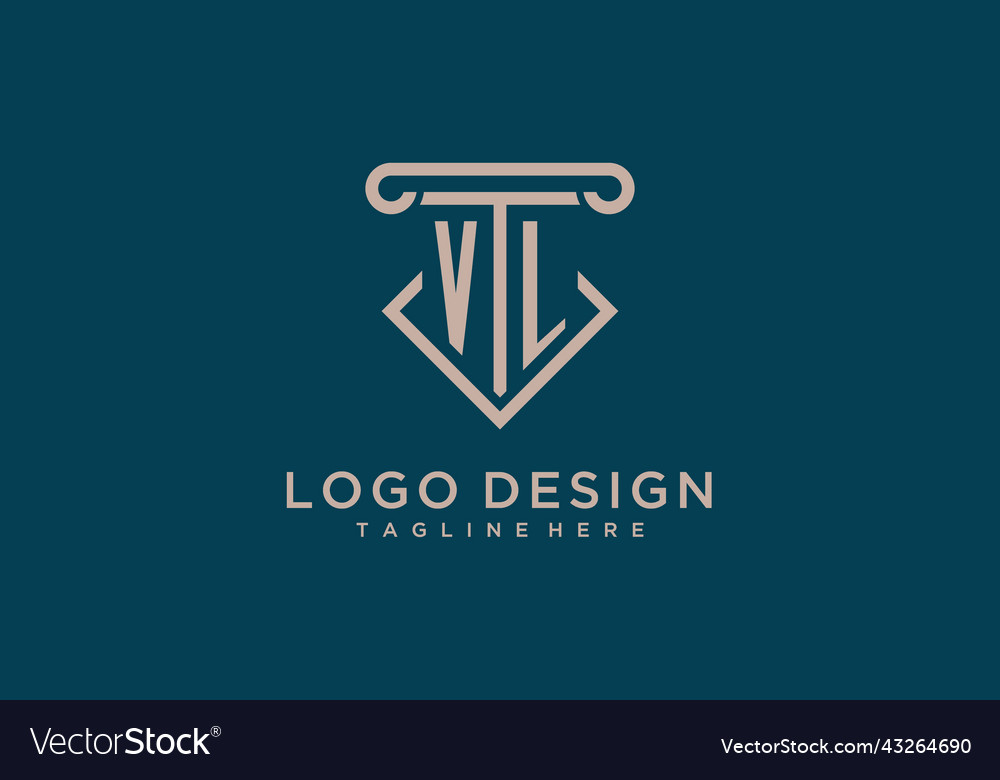 Vl initial with pillar icon design clean Vector Image