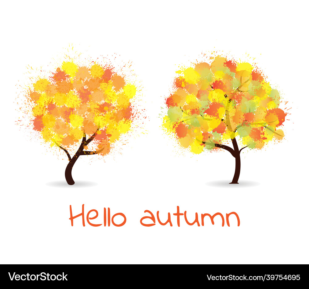 Autumn stylized trees forming by blots watercolor Vector Image