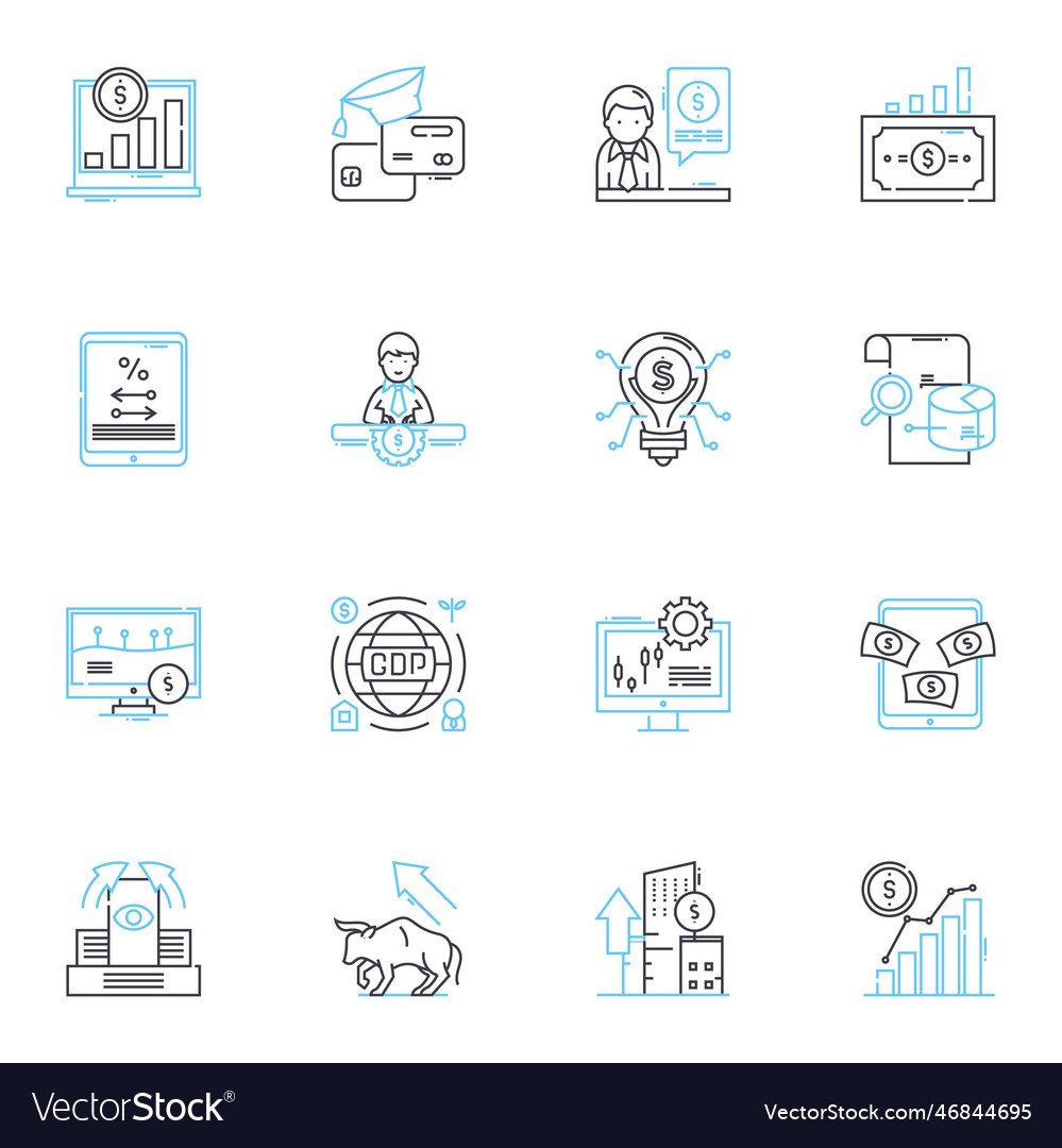 Data insights linear icons set analytics trends Vector Image
