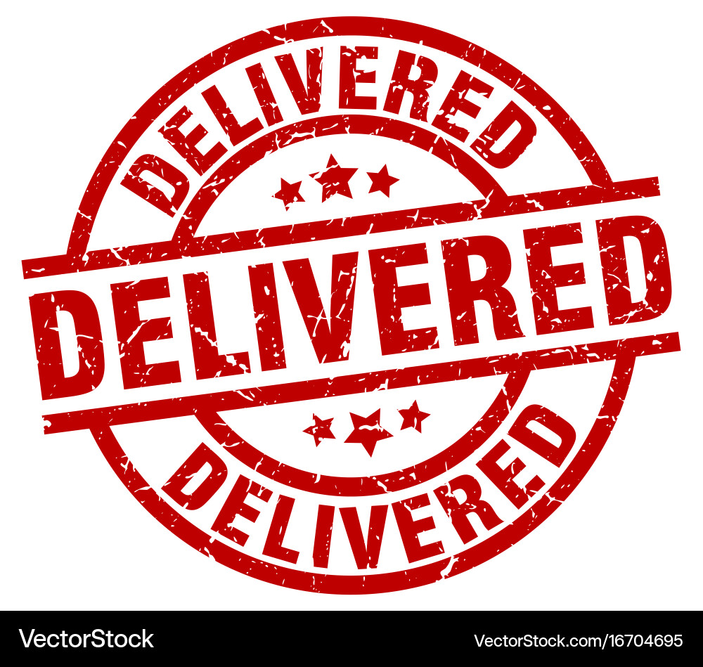 Delivered round red grunge stamp Royalty Free Vector Image