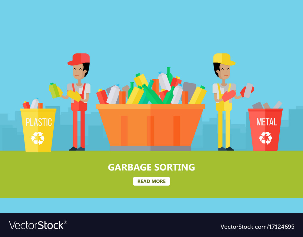 Garbage sorting website design template Royalty Free Vector