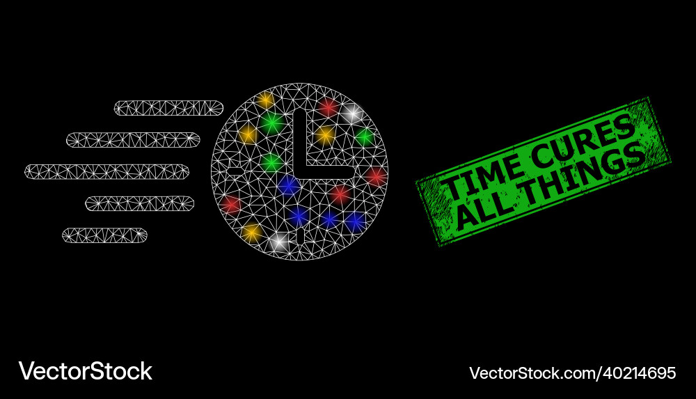Grunge time cures all things badge with mesh time Vector Image