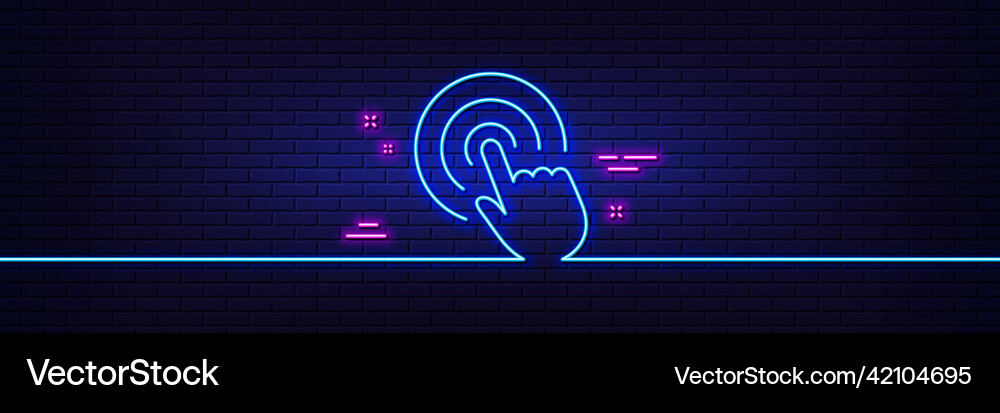 Hand click line icon finger touch sign neon Vector Image