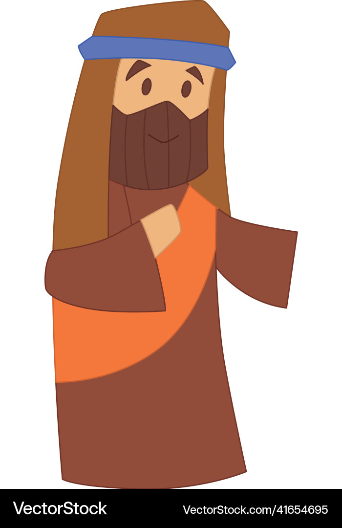 Isolated shepherd cartoon nativity character Vector Image